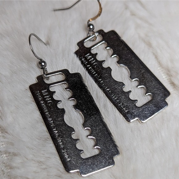 Handmade | Jewelry | Large Razor Blade Silver Gothic Charm Earrings ...